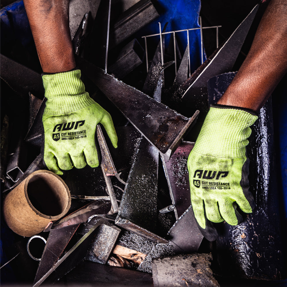 ANSI A5 CUT PROTECTION GLOVES (HI-VIS) – AWP